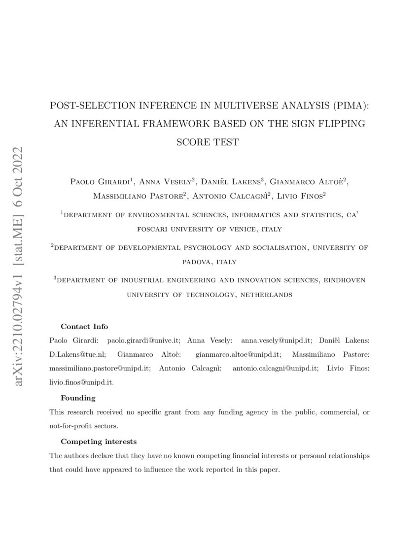 Post-selection Inference in Multiverse Analysis (PIMA): an inferential framework based on the ...