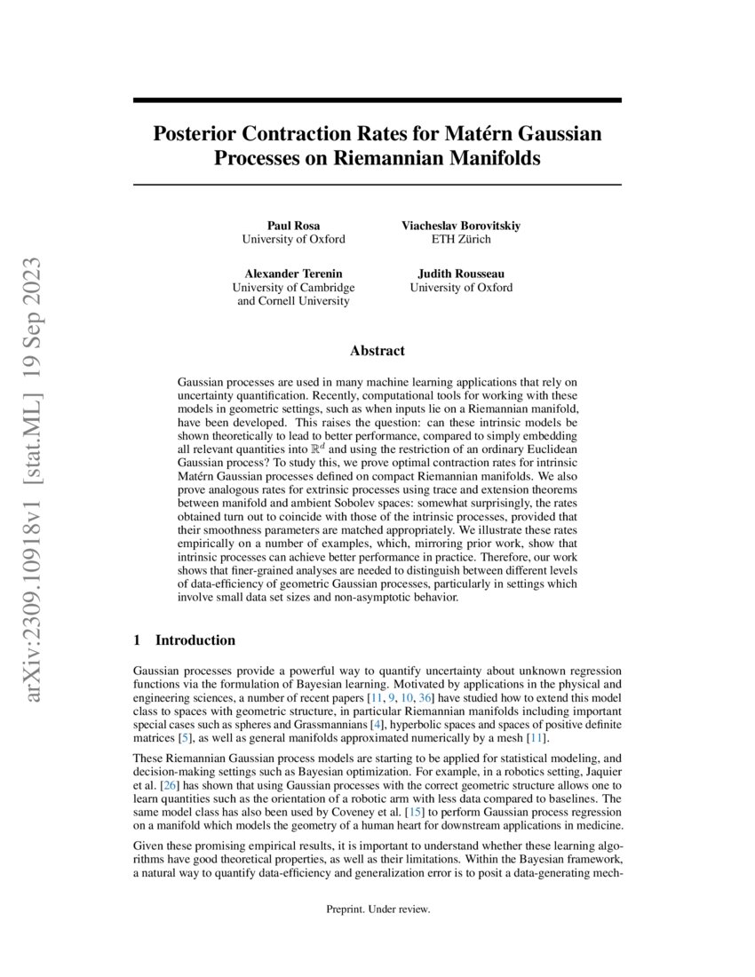 Posterior Contraction Rates for Matérn Gaussian Processes on Riemannian ...
