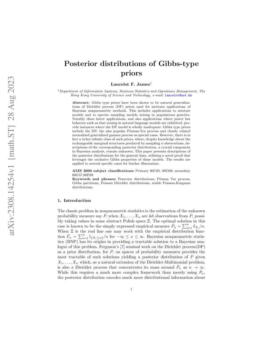 Posterior distributions of Gibbs-type priors | DeepAI
