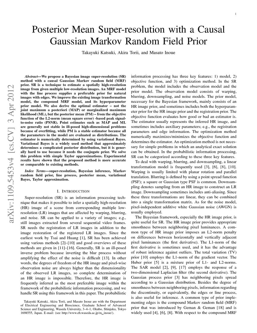Posterior Mean Super-resolution with a Causal Gaussian Markov Random Field Prior | DeepAI