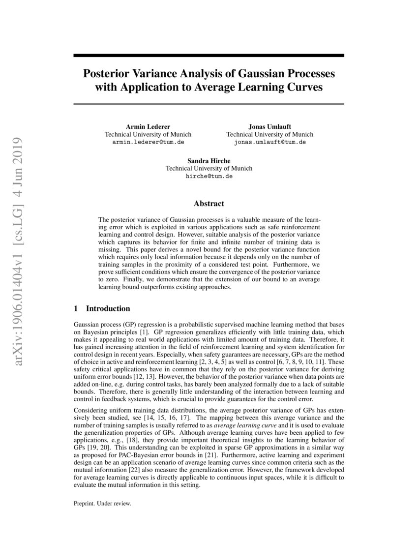 Posterior Variance Analysis of Gaussian Processes with Application to ...