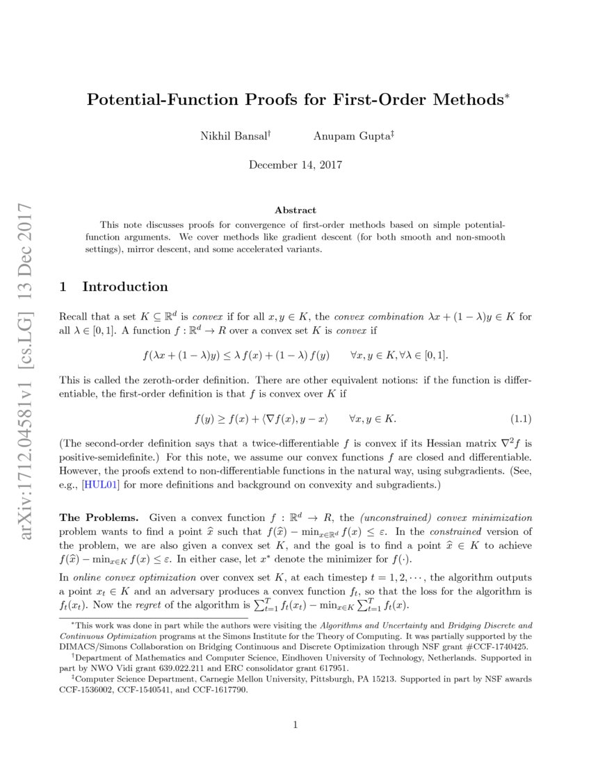Potential-Function Proofs for First-Order Methods | DeepAI