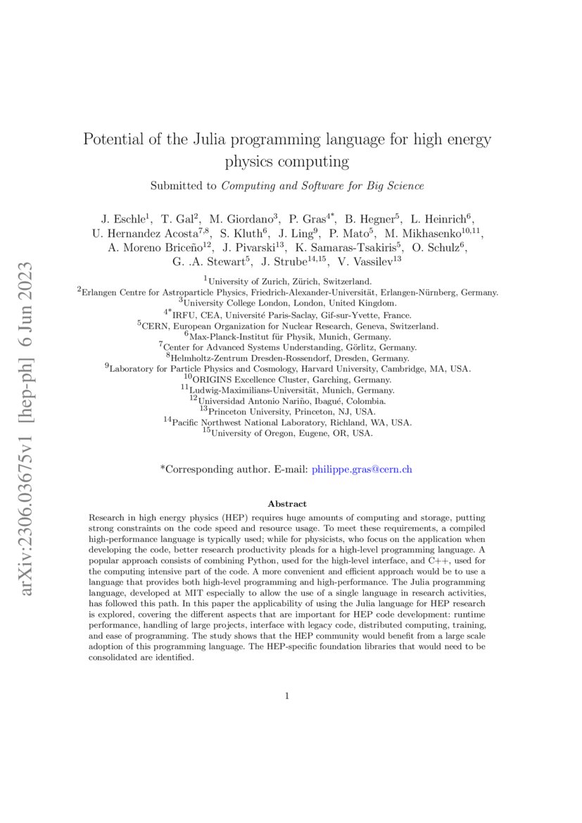 Potential Of The Julia Programming Language For High Energy Physics Computing Deepai
