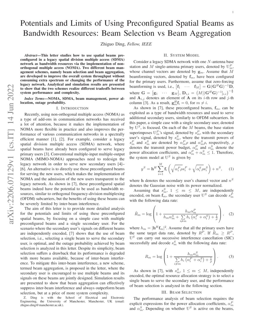 Potentials And Limits Of Using Preconfigured Spatial Beams As Bandwidth