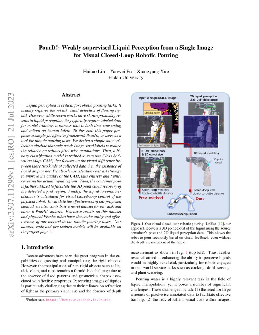 PourIt!: Weakly-supervised Liquid Perception from a Single Image for Visual Closed-Loop Robotic ...