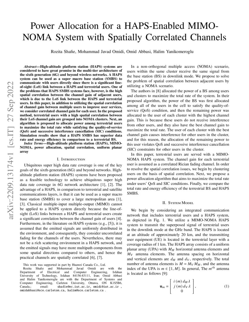 Power Allocation For A Haps Enabled Mimo Noma System With Spatially