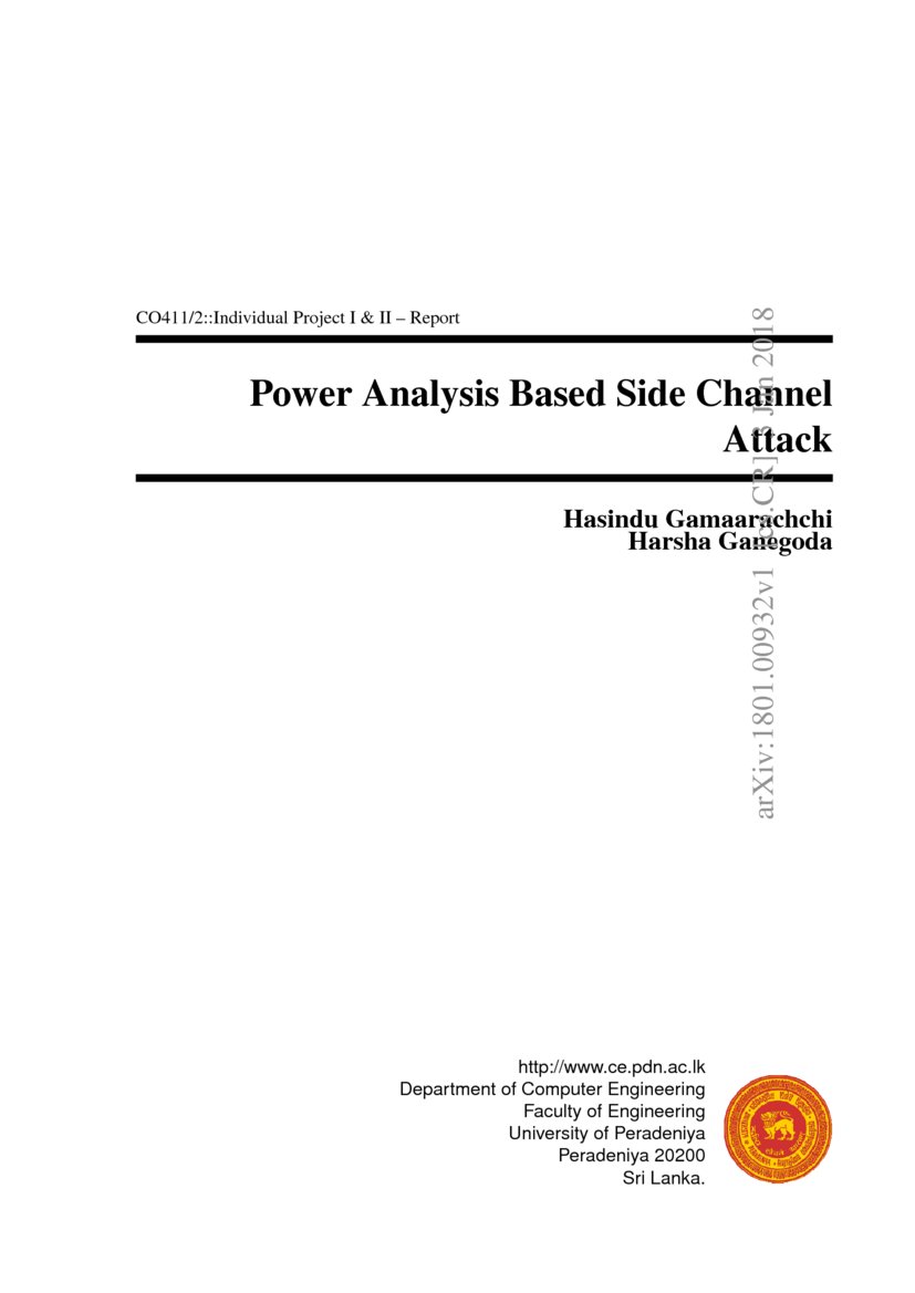 Power Analysis Based Side Channel Attack | DeepAI