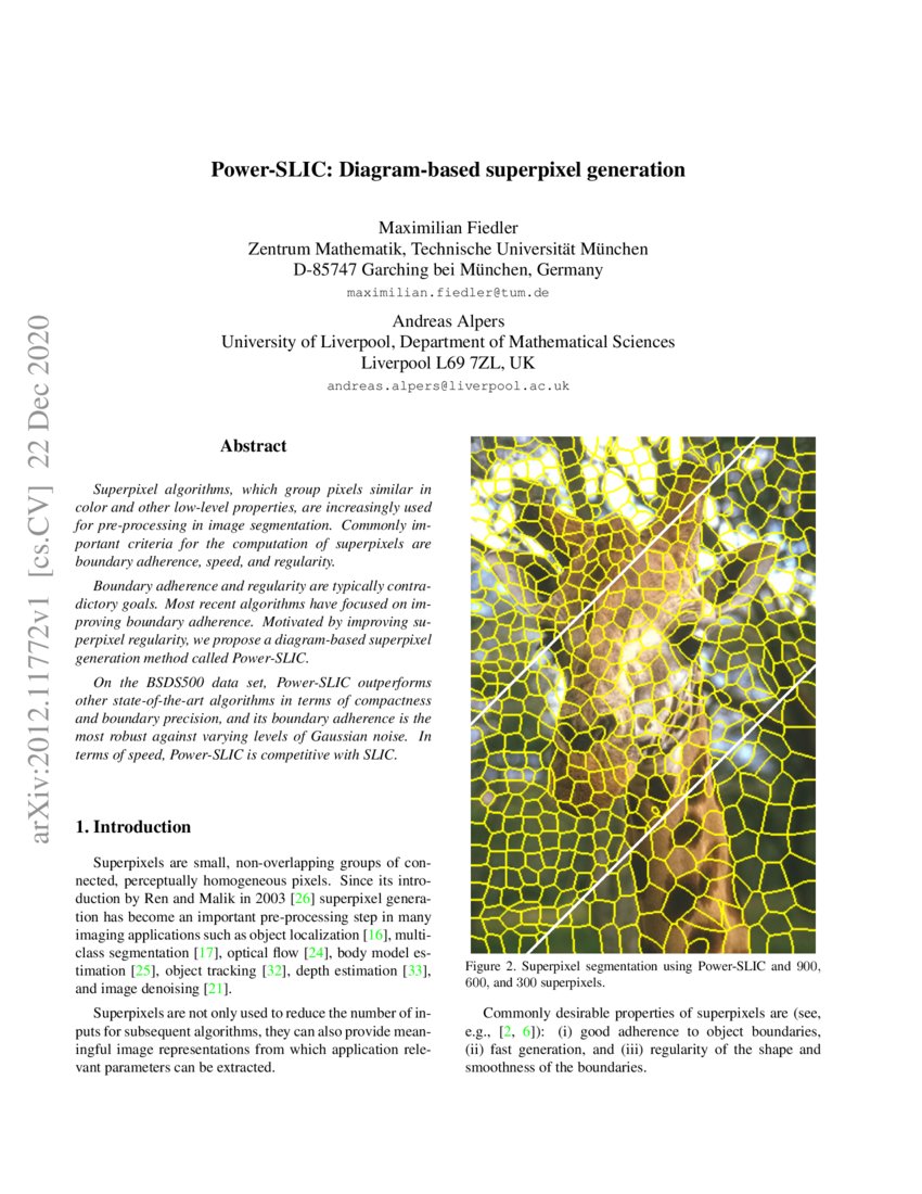Power-SLIC: Diagram-based superpixel generation | DeepAI