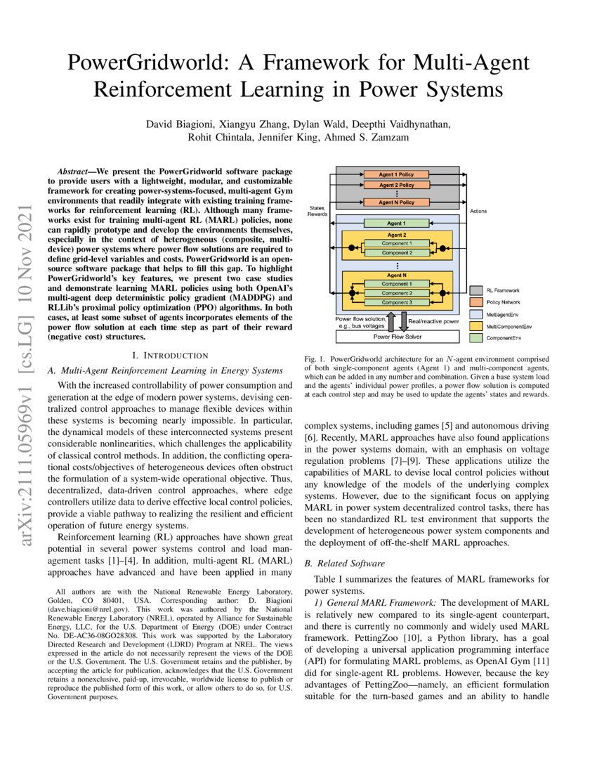 PowerGridworld: A Framework for Multi-Agent Reinforcement Learning in ...