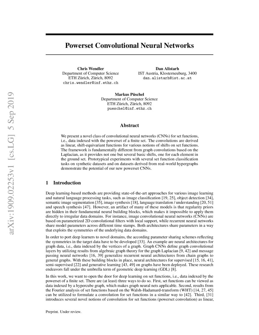 Powerset Convolutional Neural Networks | DeepAI Powerset Convolutional Neural Networks | DeepAI