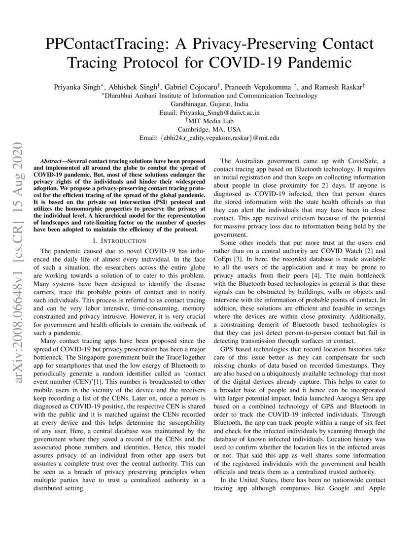 PPContactTracing: A Privacy-Preserving Contact Tracing Protocol for ...