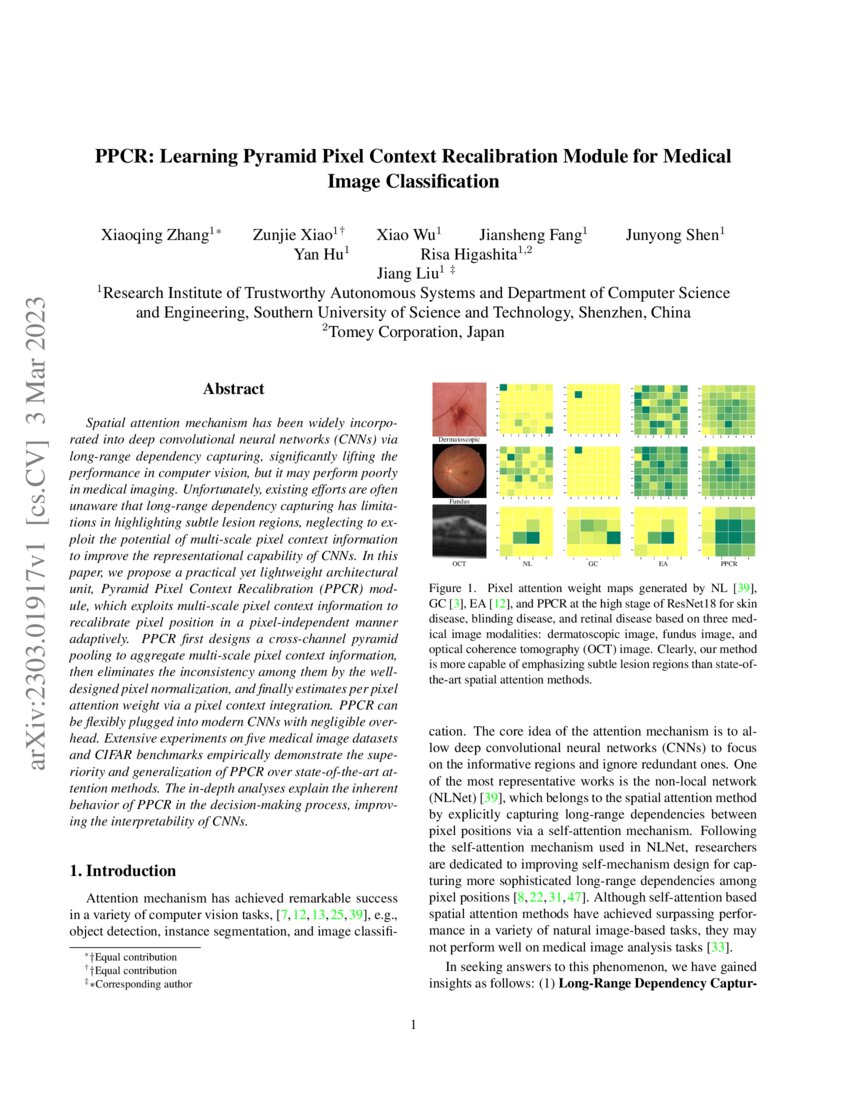 PPCR: Learning Pyramid Pixel Context Recalibration Module for Medical Image Classification | DeepAI