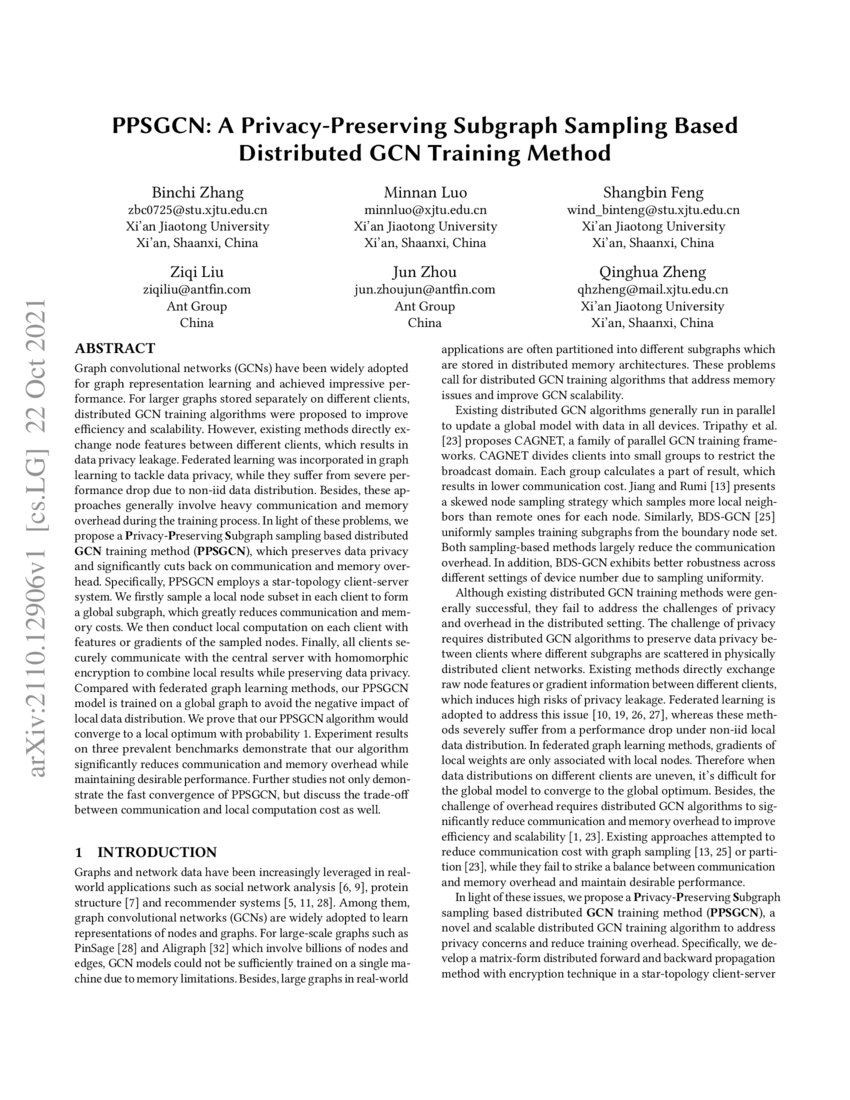 PPSGCN: A Privacy-Preserving Subgraph Sampling Based Distributed GCN ... PPSGCN: A Privacy-Preserving Subgraph Sampling Based Distributed GCN ...