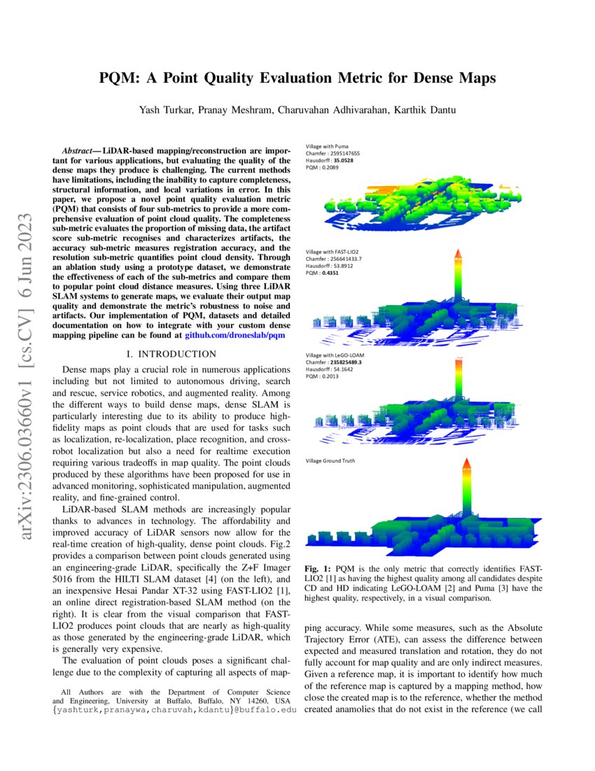 PQM: A Point Quality Evaluation Metric for Dense Maps | DeepAI