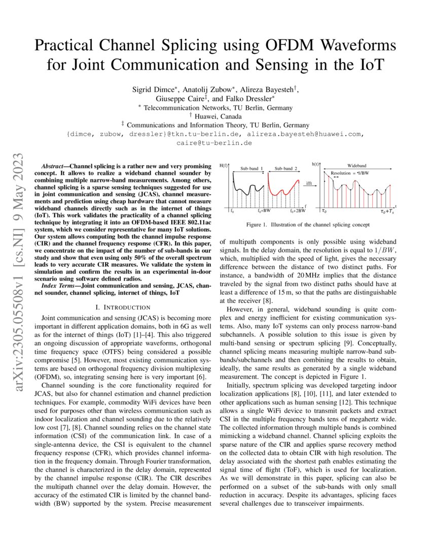Practical Channel Splicing using OFDM Waveforms for Joint Communication ...