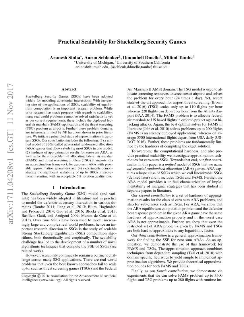 Practical Scalability For Stackelberg Security Games Deepai 4571