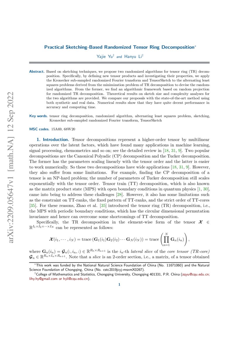 Practical Sketching Based Randomized Tensor Ring Decomposition Deepai