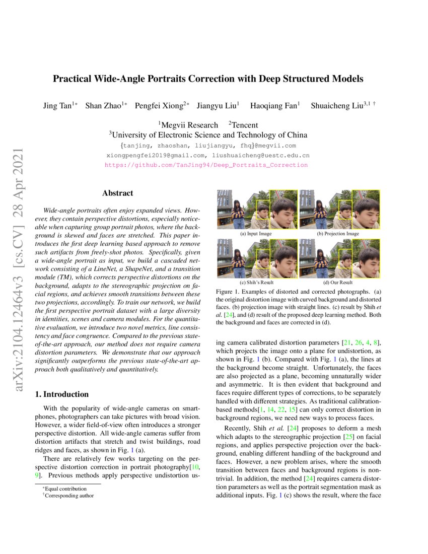 Practical Wide-Angle Portraits Correction with Deep Structured Models | DeepAI