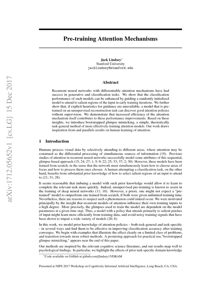 Pre-training Attention Mechanisms | DeepAI