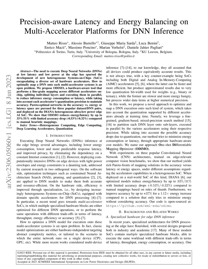 Precision Aware Latency And Energy Balancing On Multi Accelerator Platforms For Dnn Inference