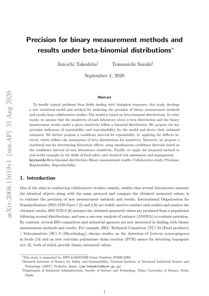 Precision For Binary Measurement Methods And Results Under Beta