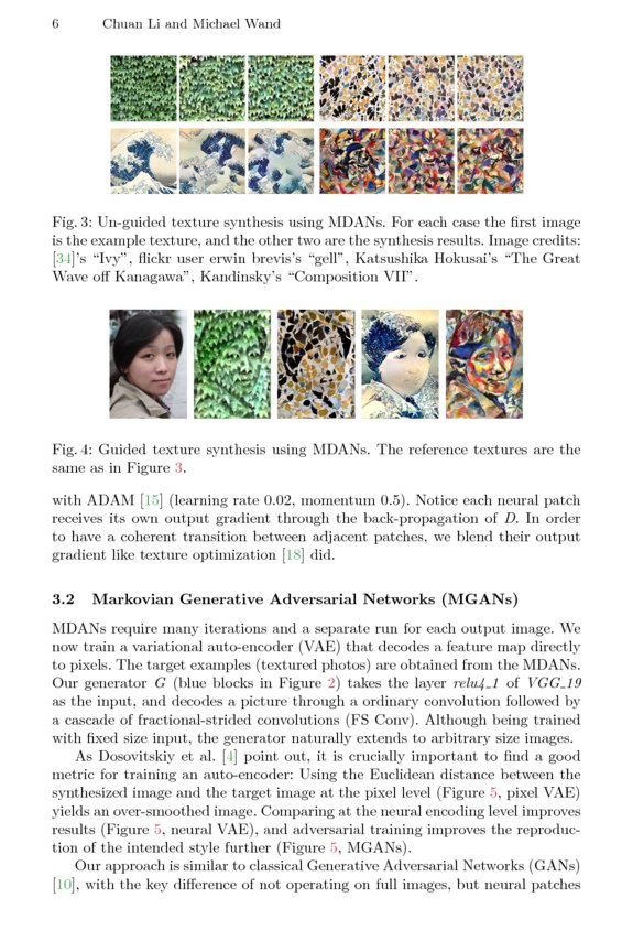 Precomputed Real Time Texture Synthesis With Markovian Generative