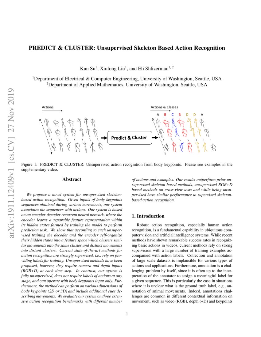 Predict Cluster Unsupervised Skeleton Based Action Recognition Deepai 1943