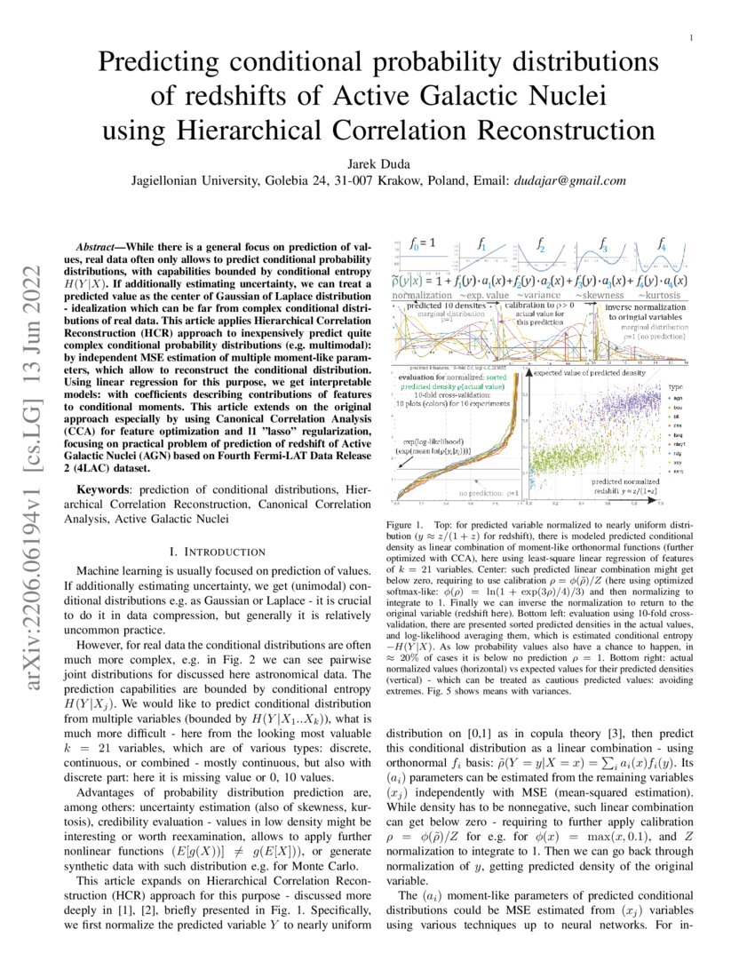 Predicting conditional probability distributions of redshifts of Active Galactic Nuclei using ...