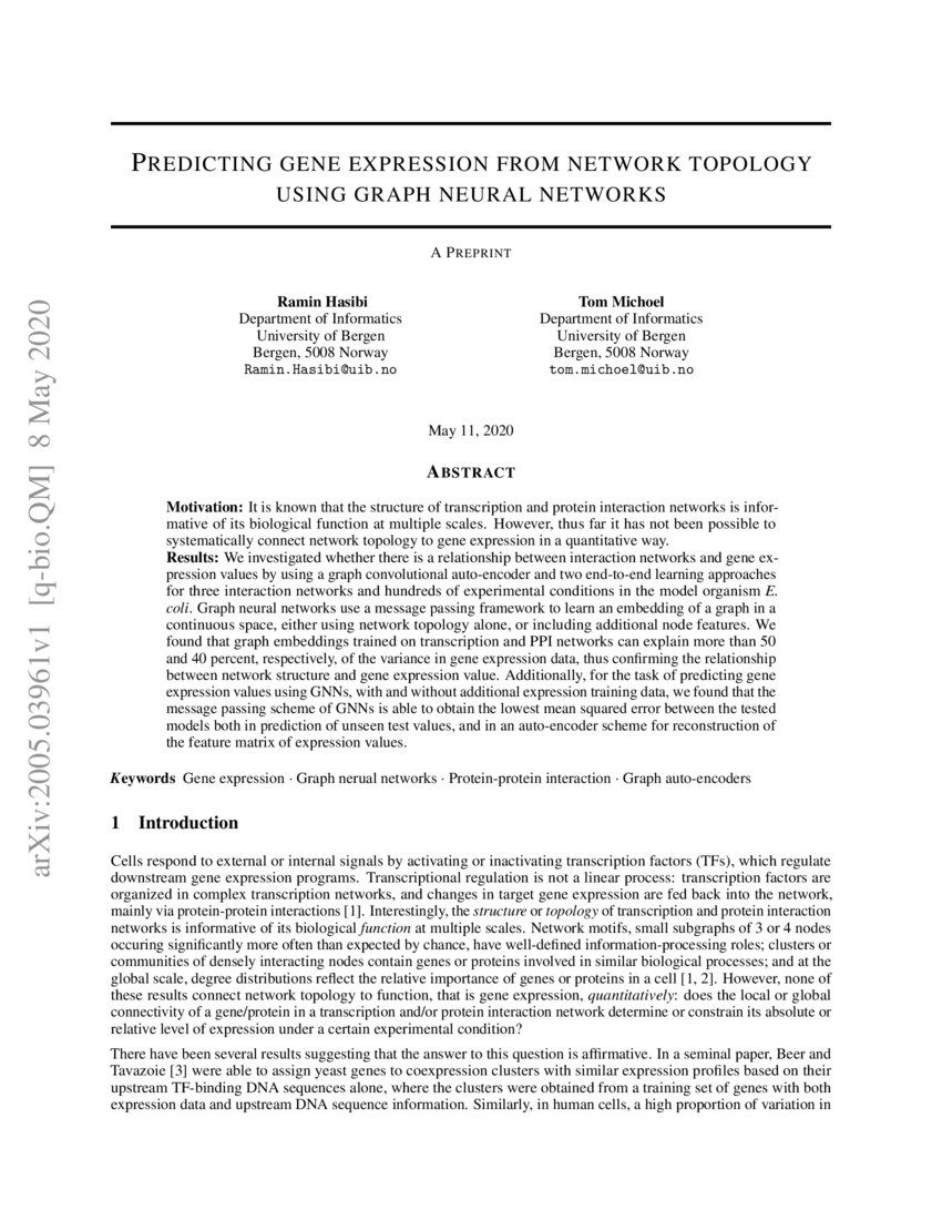 Predicting gene expression from network topology using graph neural ...
