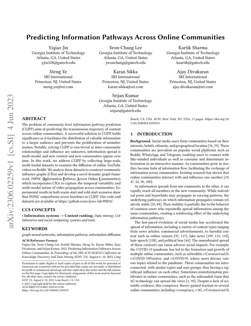 Predicting Information Pathways Across Online Communities Deepai