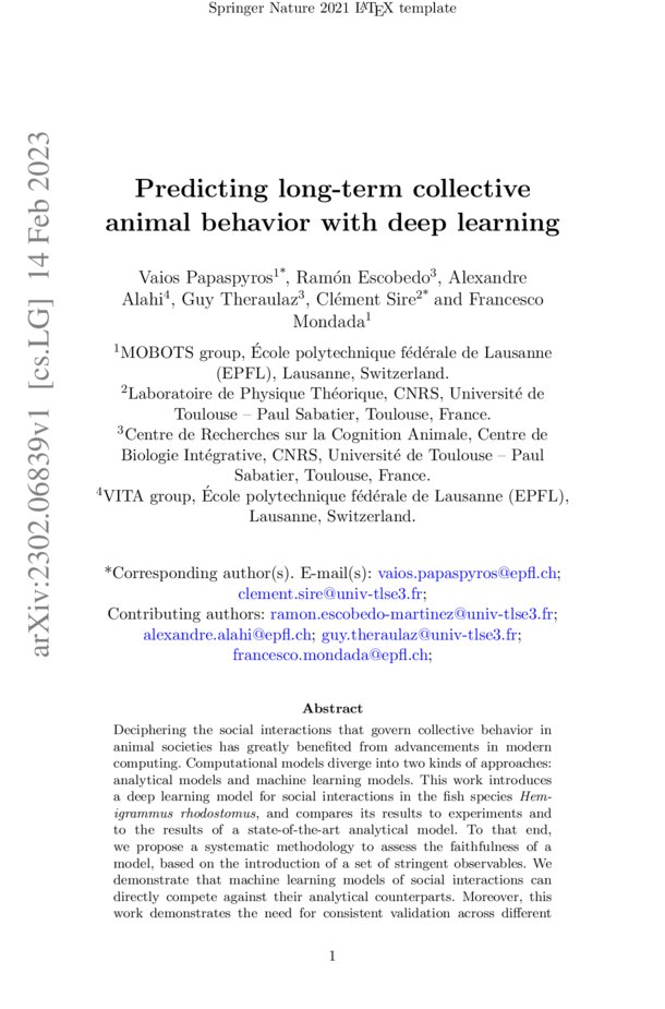 Predicting long-term collective animal behavior with deep learning | DeepAI