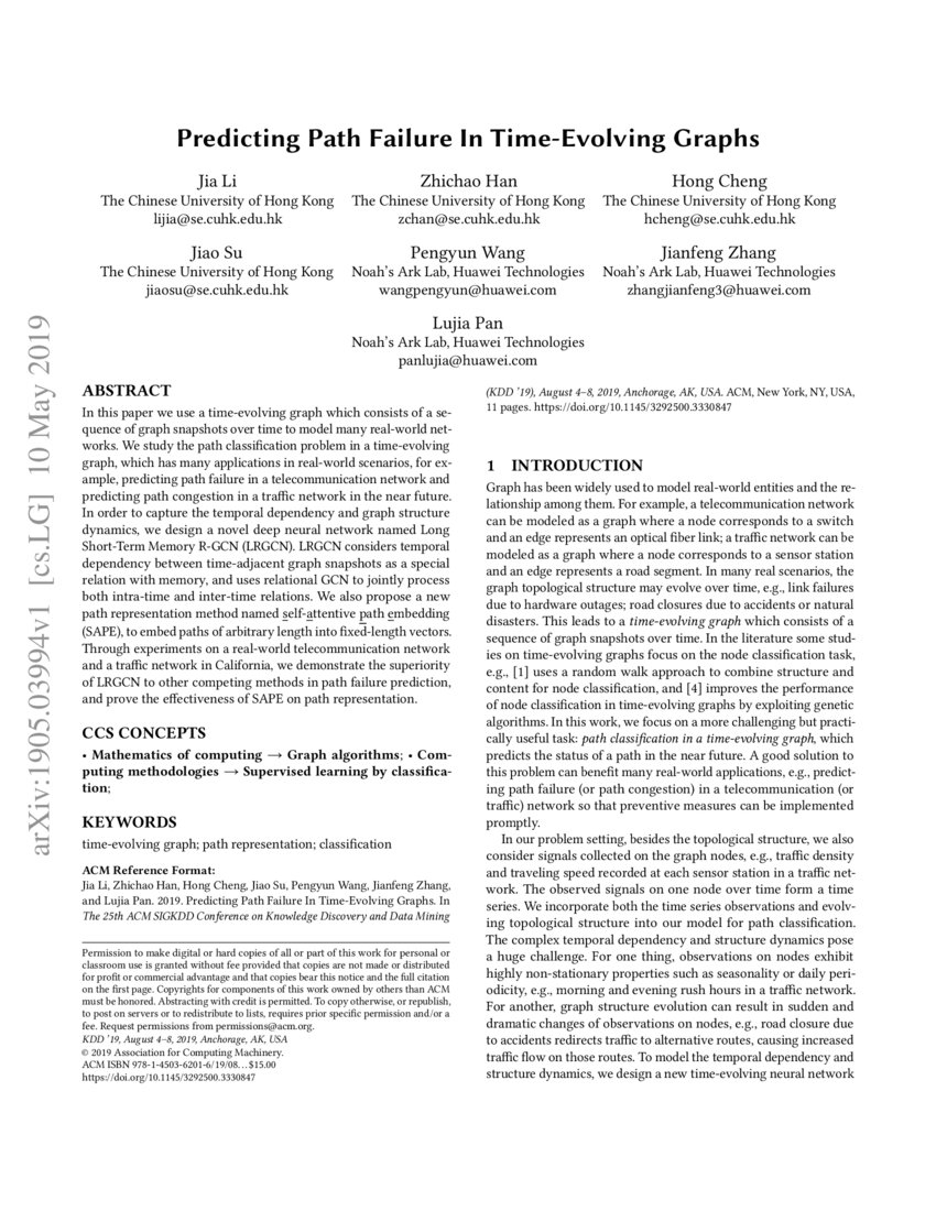 Predicting Path Failure In Time-Evolving Graphs | DeepAI