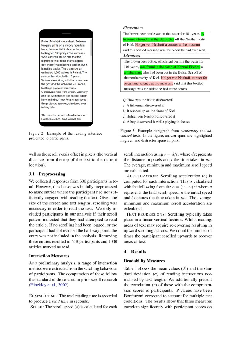 Predicting Text Readability From Scrolling Interactions Deepai