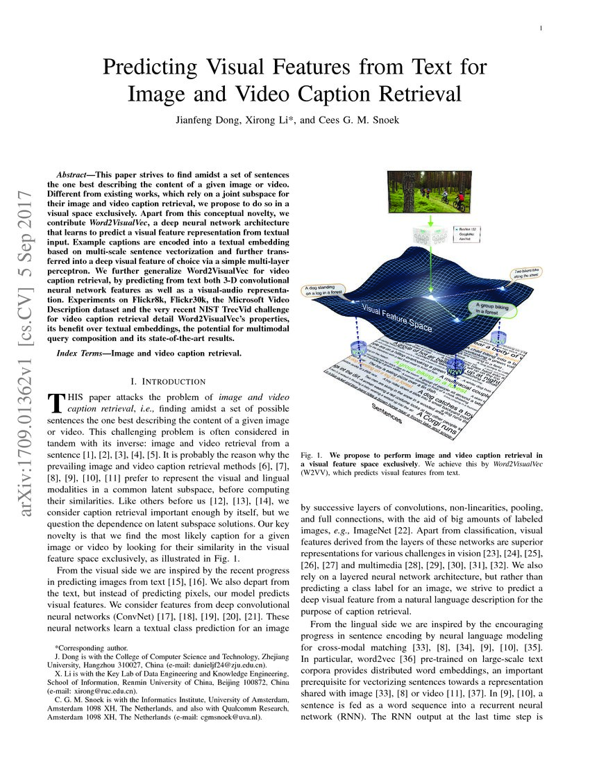 Predicting Visual Features From Text For Image And Video Caption
