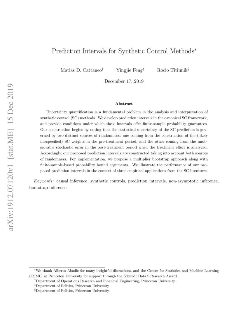 Prediction Intervals for Synthetic Control Methods | DeepAI