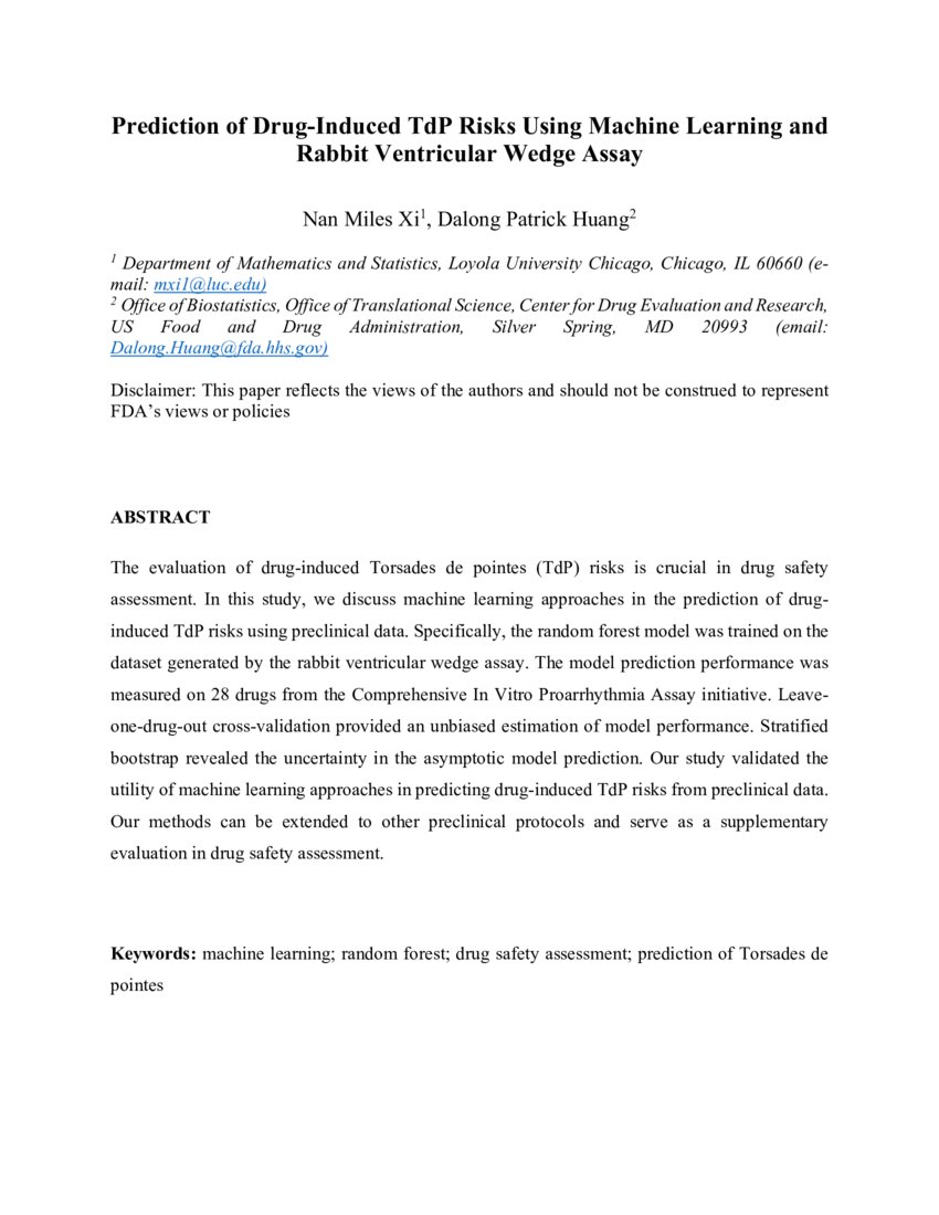 Prediction of Drug-Induced TdP Risks Using Machine Learning and Rabbit ...