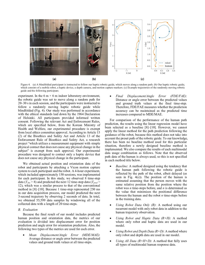 Prediction Of Human Trajectory Following A Haptic Robotic Guide Using Recurrent Neural Networks
