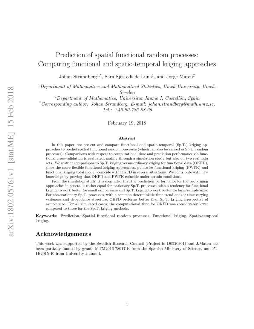 Prediction Of Spatial Functional Random Processes Comparing Functional