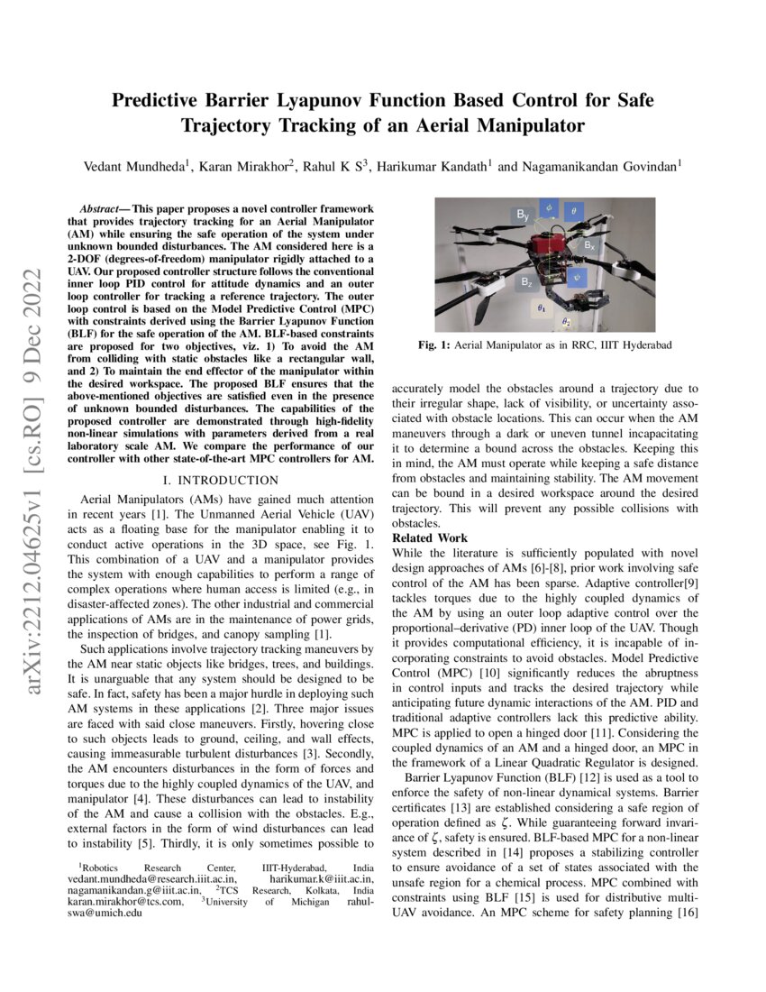 Predictive Barrier Lyapunov Function Based Control for Safe Trajectory Tracking of an Aerial ...