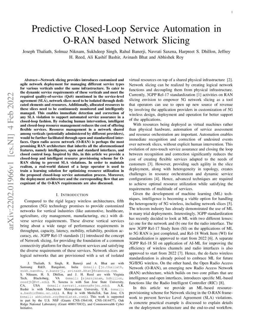 Predictive Closed-Loop Service Automation in O-RAN based Network Slicing | DeepAI