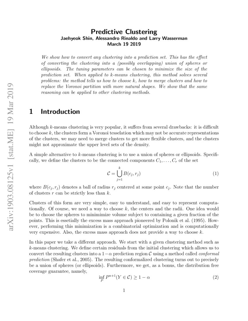 Predictive Clustering | DeepAI