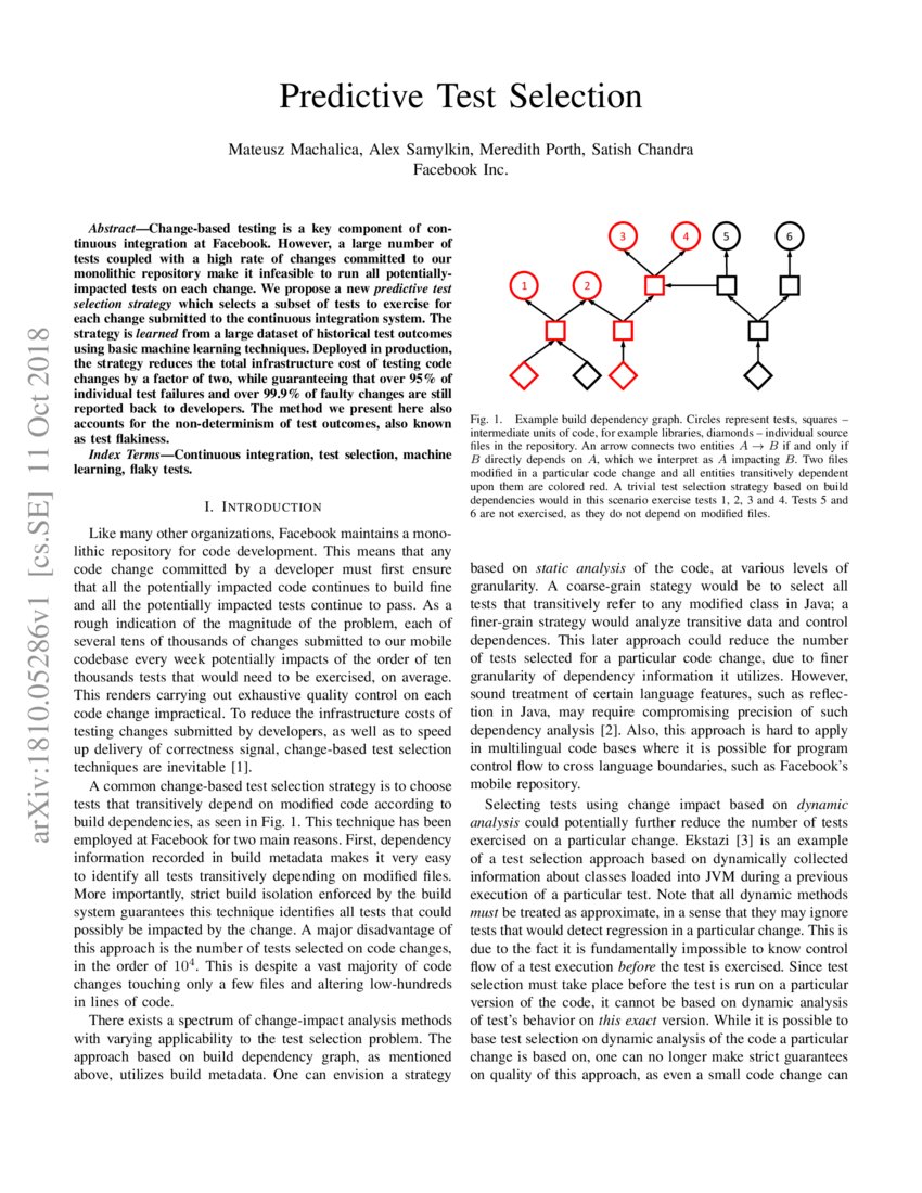 Predictive Test Selection Deepai