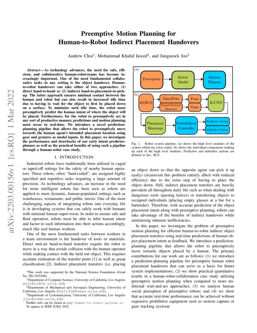 Preemptive Motion Planning for Human-to-Robot Indirect Placement ...