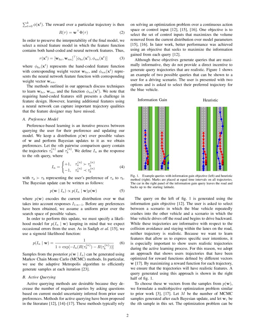 Preference Based Learning Of Reward Function Features Deepai