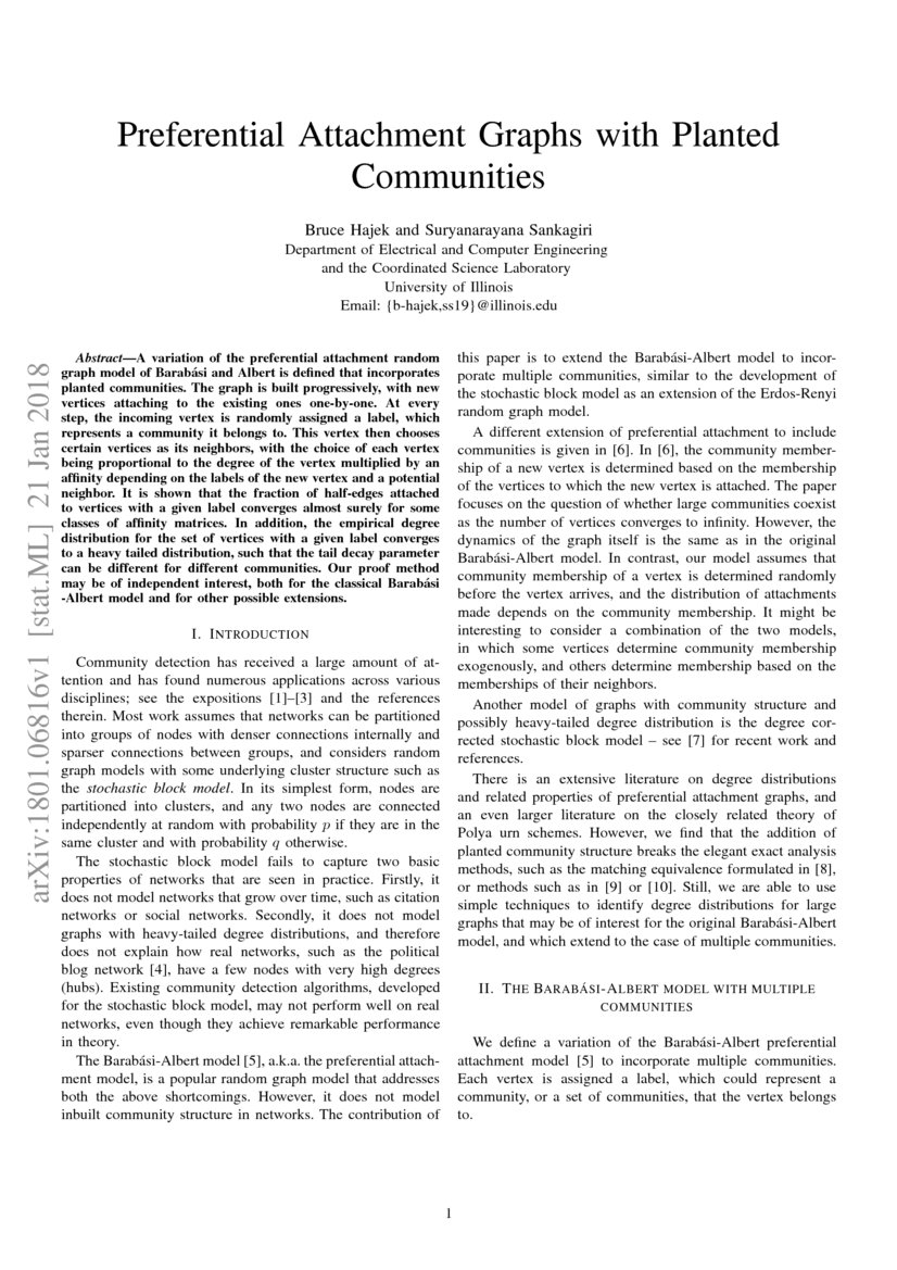 Preferential Attachment Graphs with Planted Communities | DeepAI