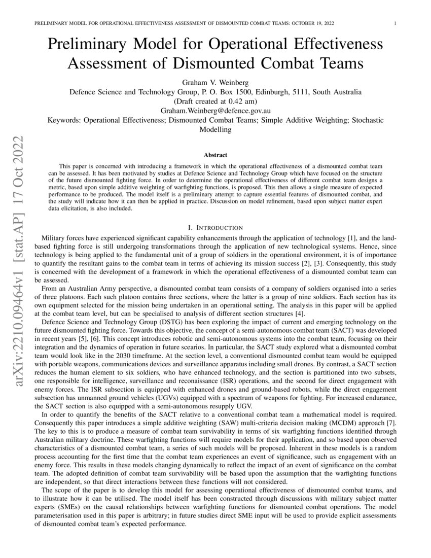 Preliminary Model for Operational Effectiveness Assessment of ...