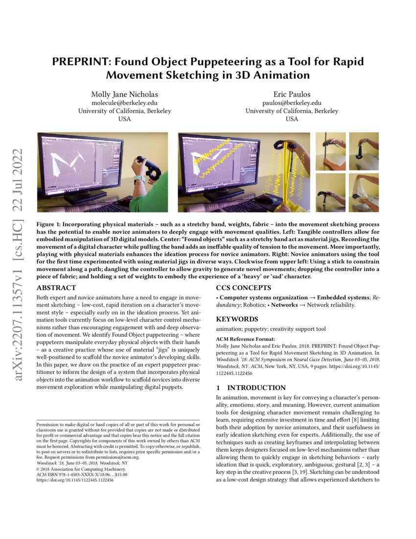 PREPRINT: Found Object Puppeteering as a Tool for Rapid Movement ...