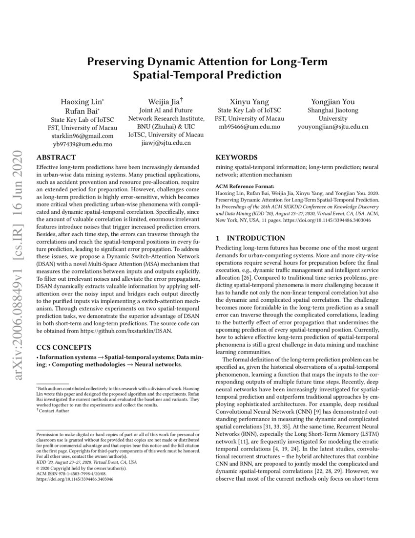 Preserving Dynamic Attention for Long-Term Spatial-Temporal Prediction ...