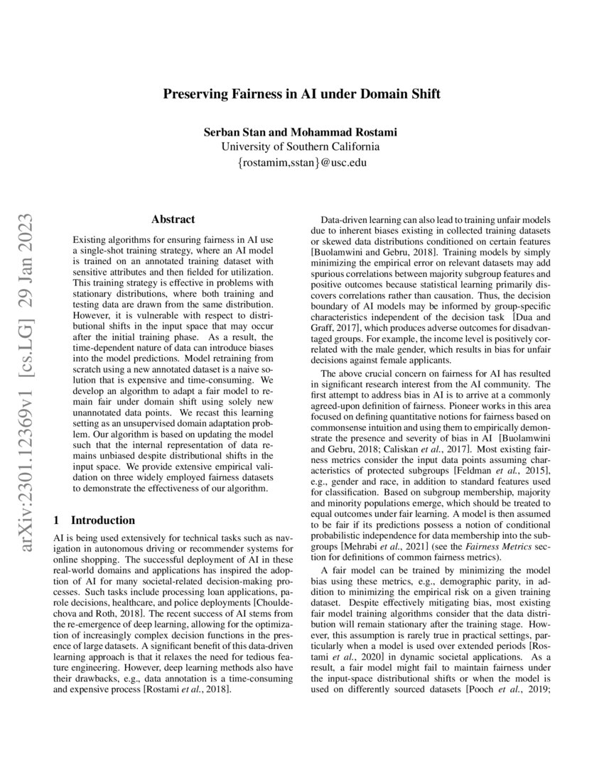 Preserving Fairness In Ai Under Domain Shift Deepai