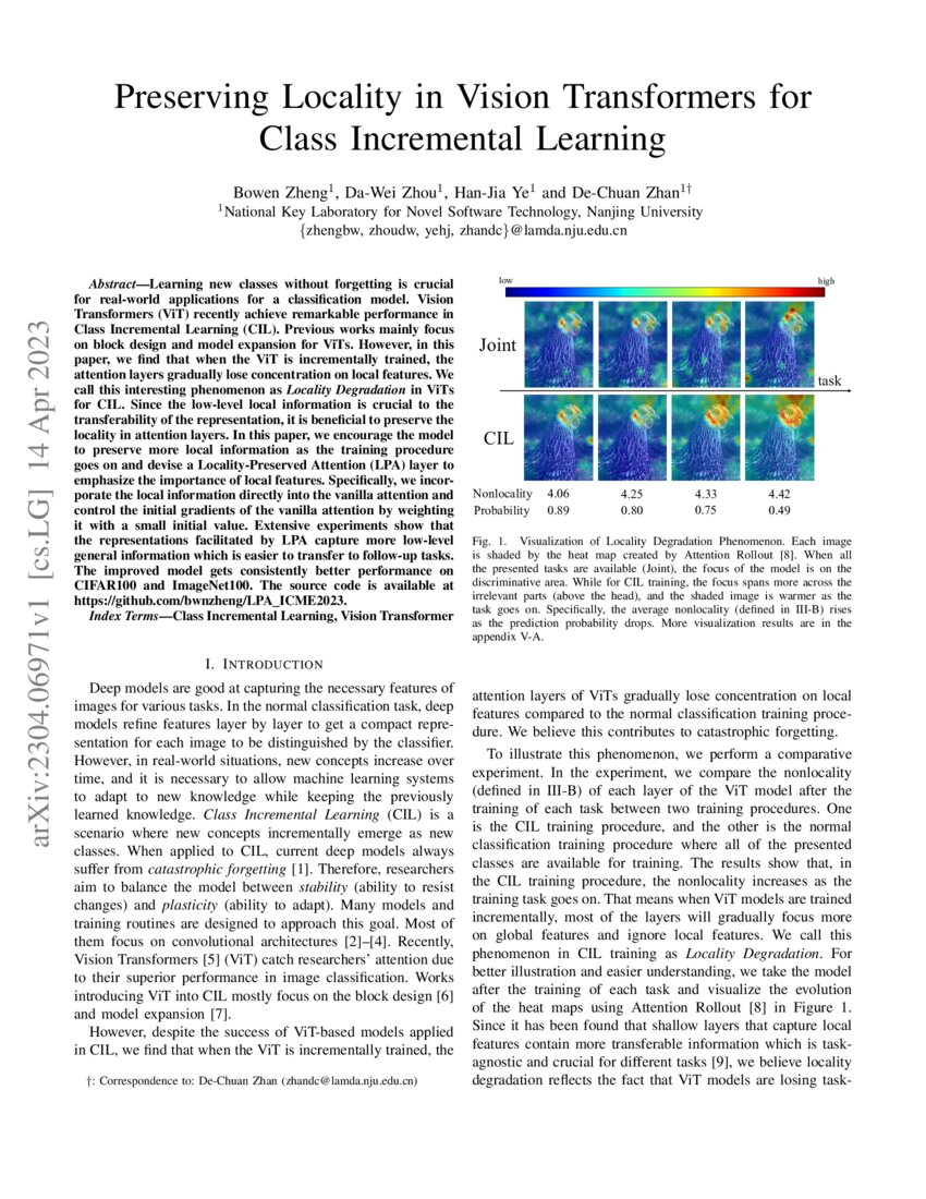 Preserving Locality in Vision Transformers for Class Incremental Learning | DeepAI